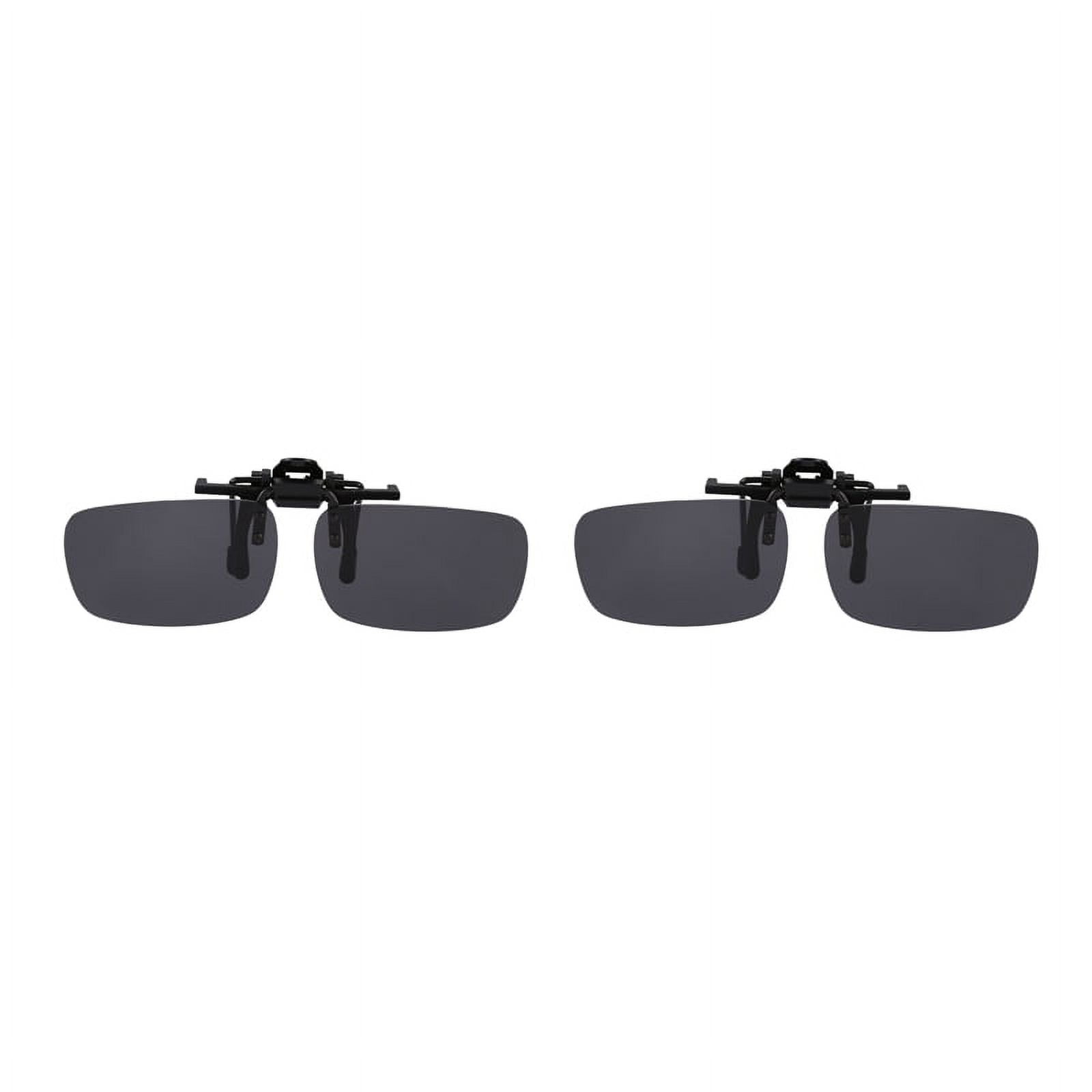 2X Polarized Rimless Rectangle Gray Lens Flip Up Clip on Sunglasses ...
