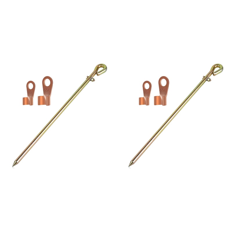 2X Portable Grounding Rod - Grounding Pin with Grounding Wire Lug Great ...