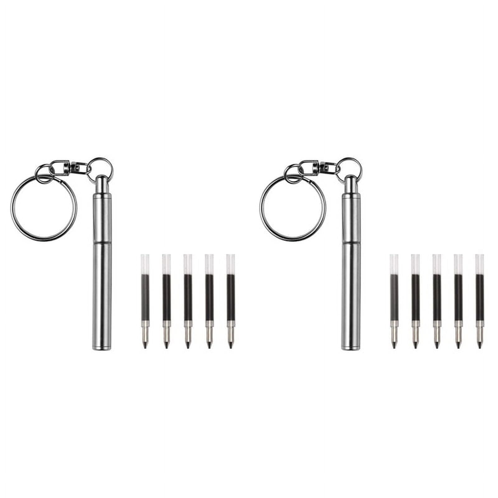 2X Portable Key Ring Stainless Steel Telescopic Pen Telescoping ...