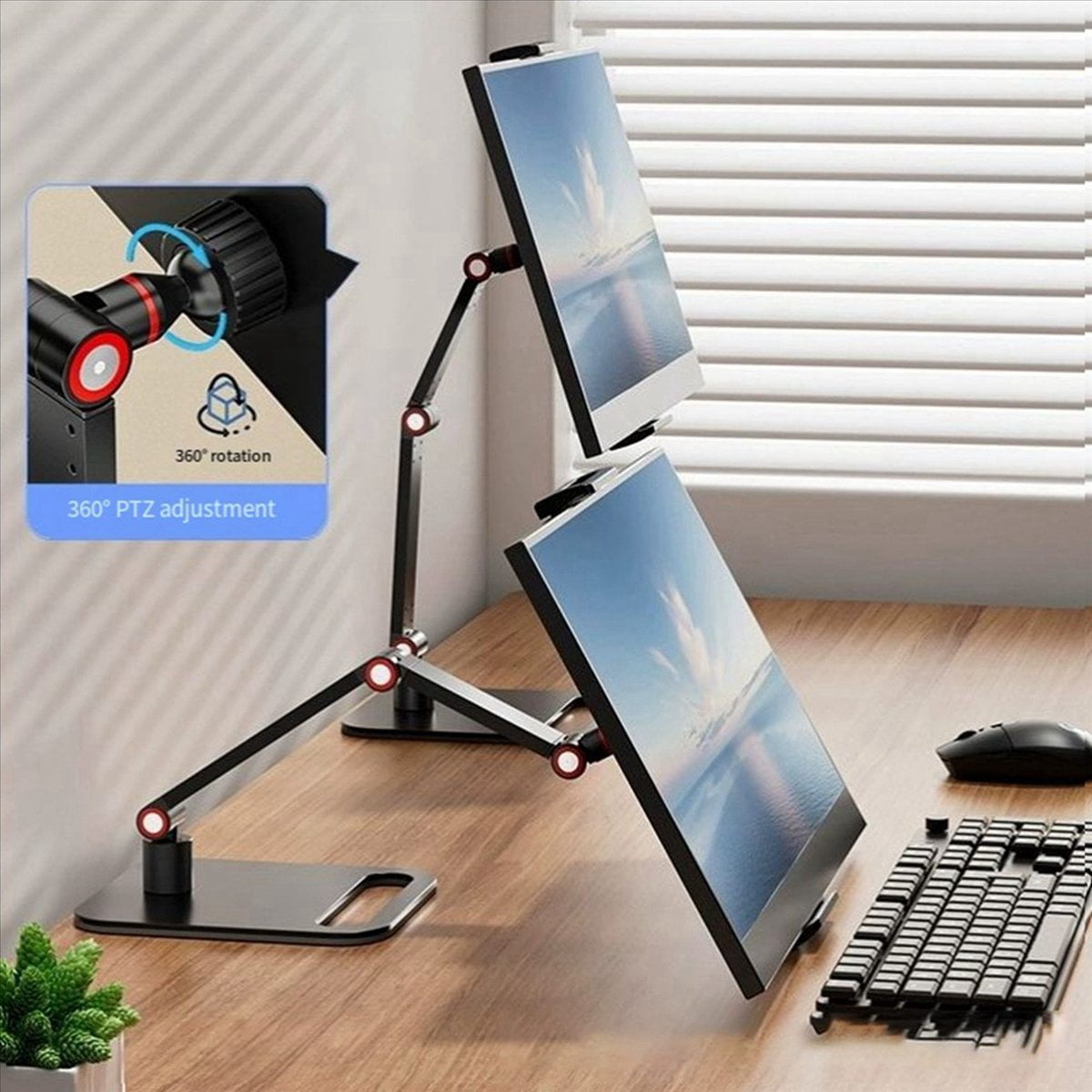 2X Portable Monitor Stand Adjustable 360° Swivel Bracket Tablet Holder ...