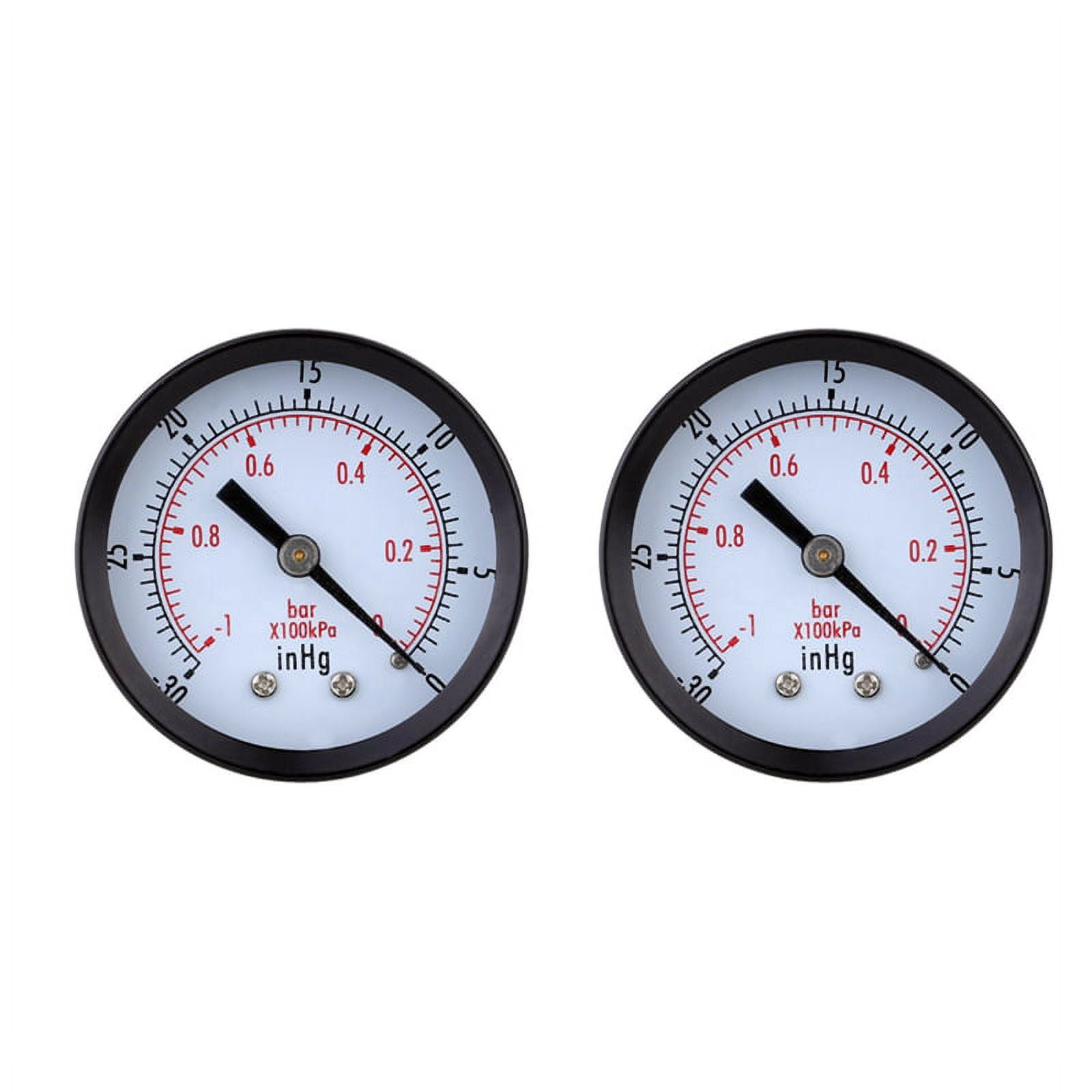 2X Pressure Gauge - 0 - -30InHg 0 - -1 Bar Mini Dial Air Vacuum ...