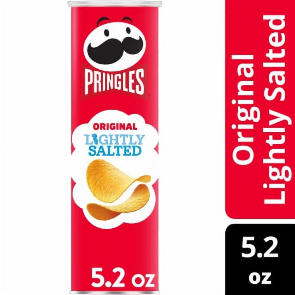 Pringles Lightly Salted Original Potato Crisps Chips, Lunch Snacks, 5.2 ...