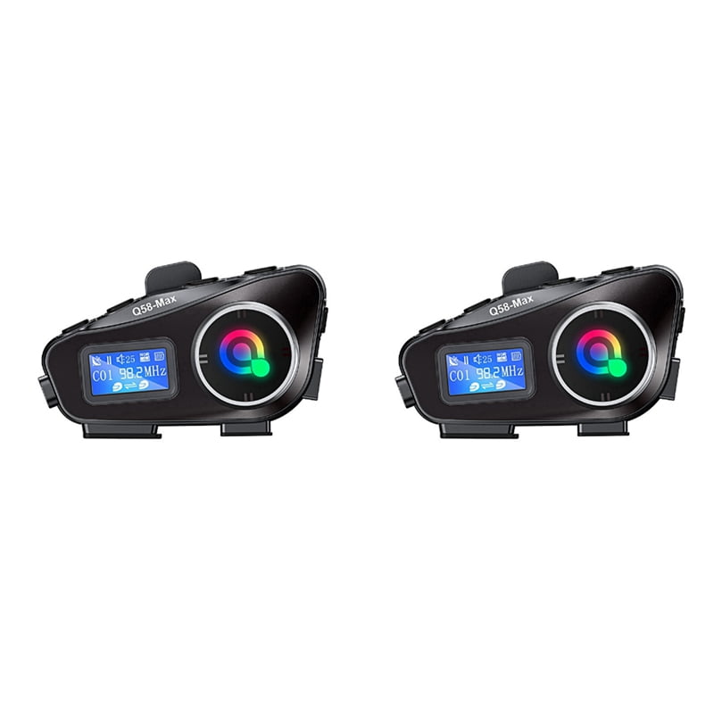 2X Q58 Max Motorcycle Helmet Bluetooth Intercom IP65 Waterproof Intercom Distance 500m Multi ...