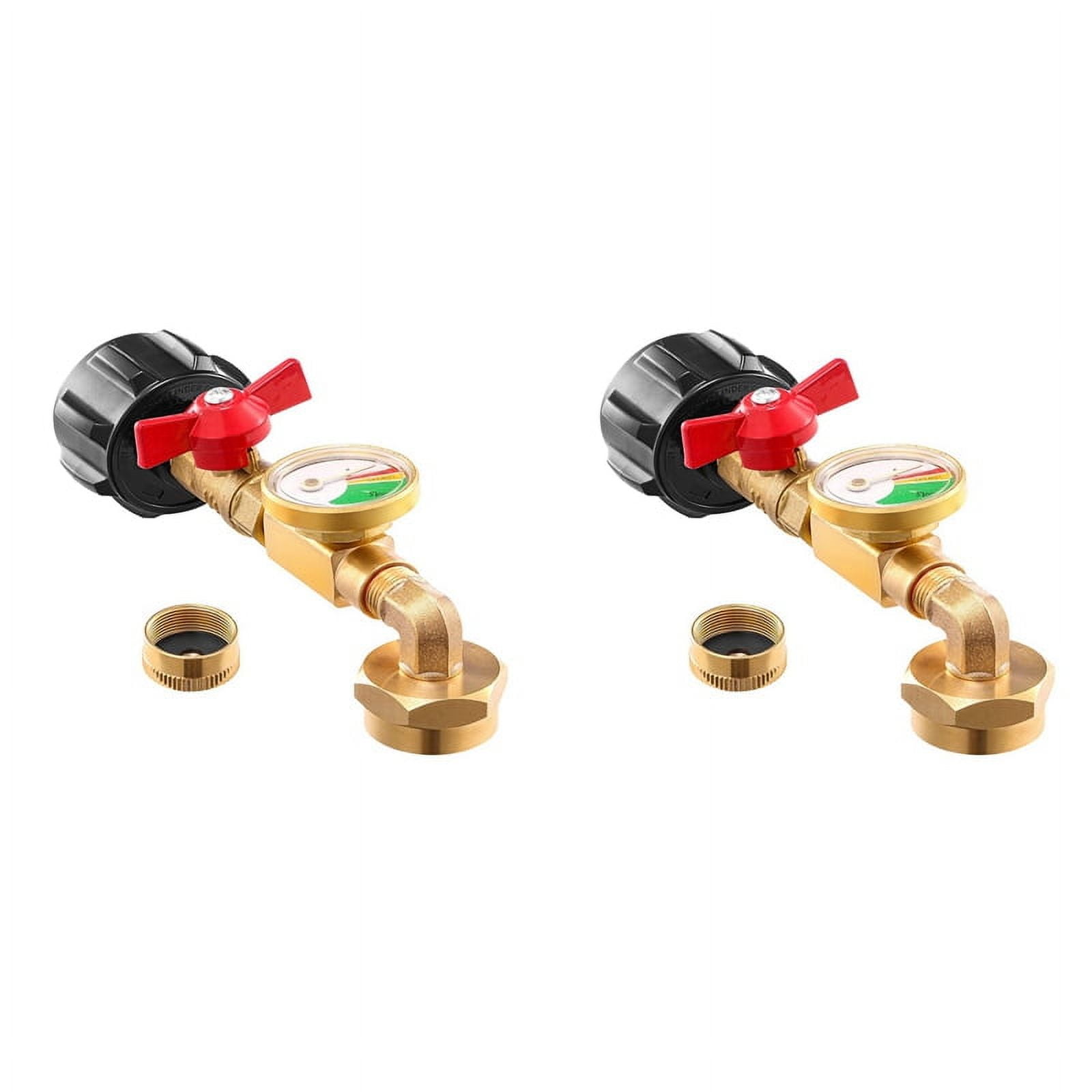 2X QCC1 Propane Refill Elbow Adapter with Propane Tank Gauge,90 Degrees Propane Refill Adapter ...
