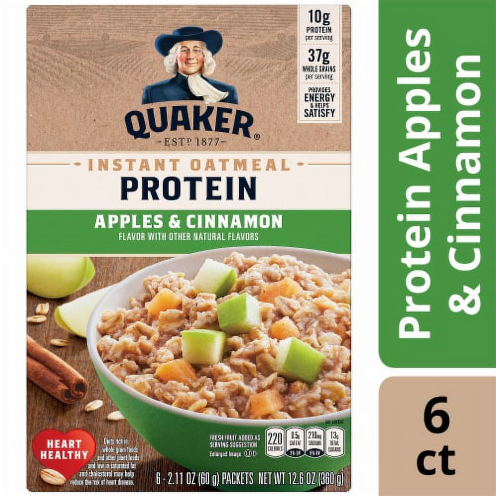 2X-Quaker Protein Apples & Cinnamon Instant Oatmeal - 6 ct - Walmart.com