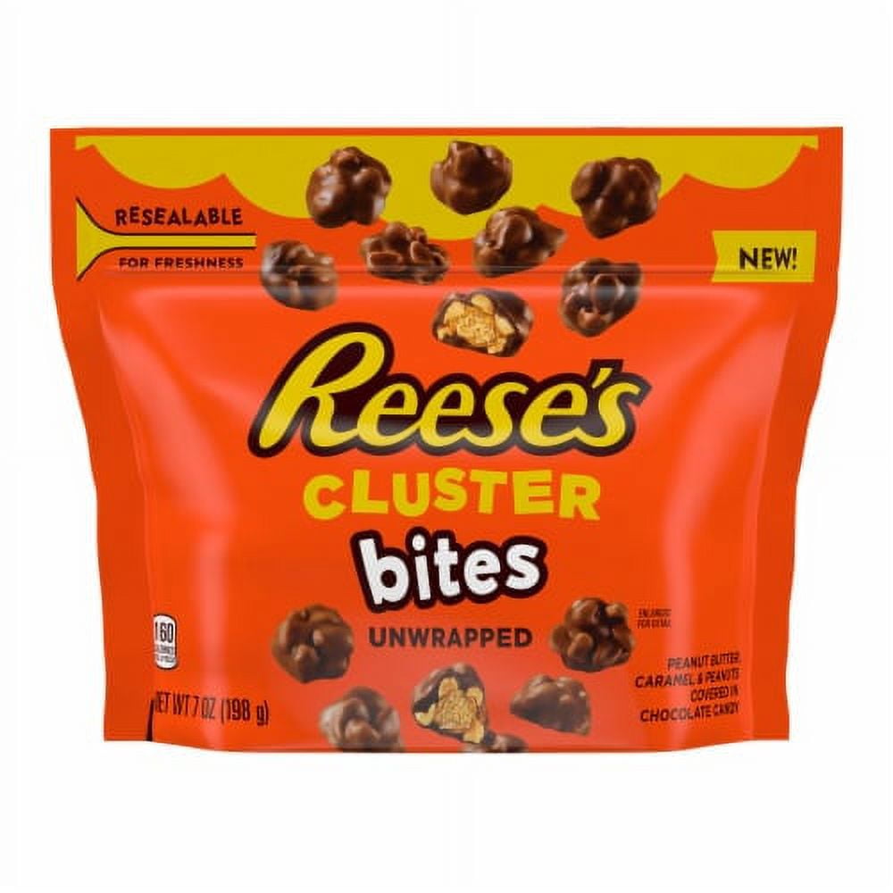 2X - REESE'S CLUSTER BITES Peanut Butter Caramel and Peanuts Candy Bag ...