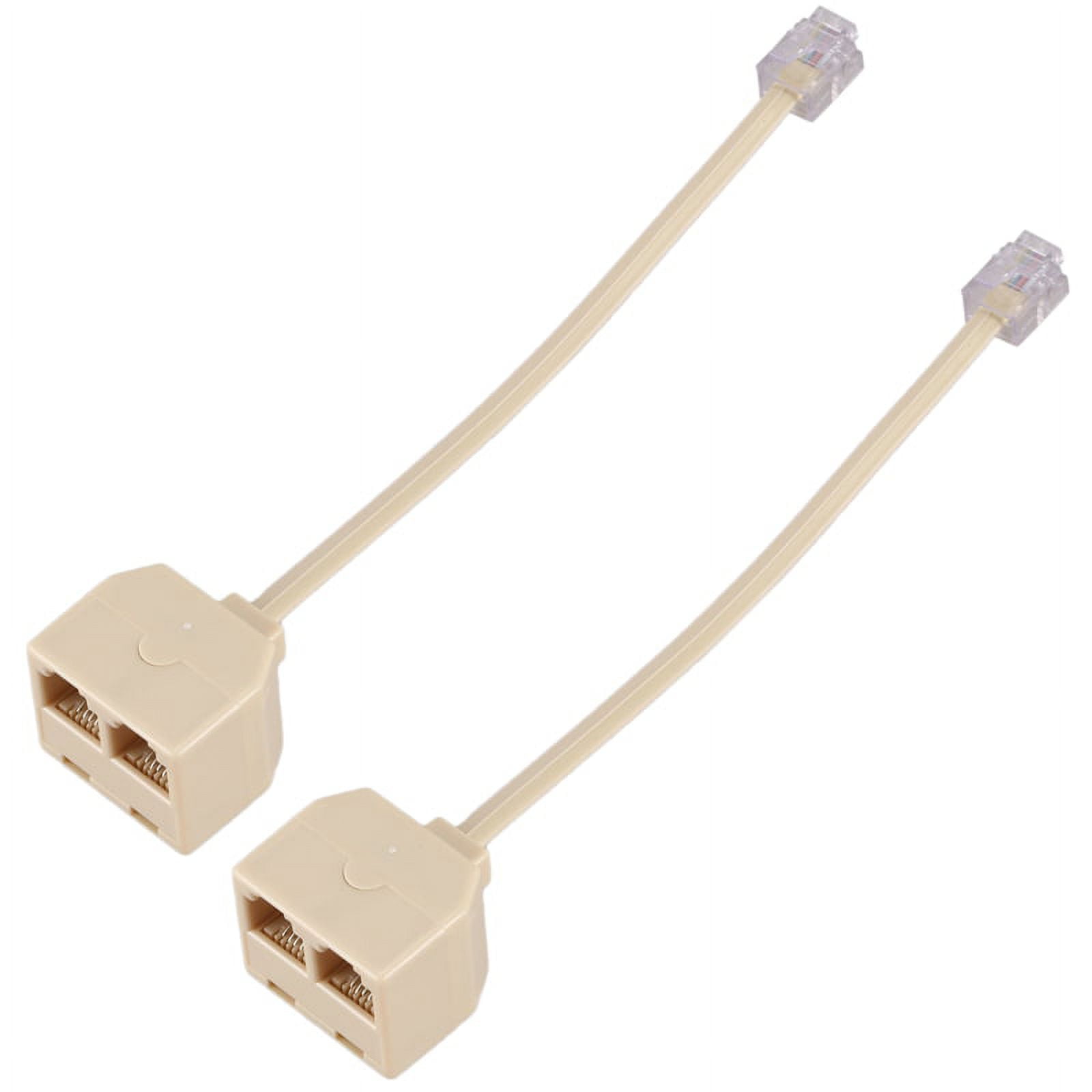 2X RJ11 6P4C 2 Way Outlet Telephone Jack Line Splitter Adapter Beige ...