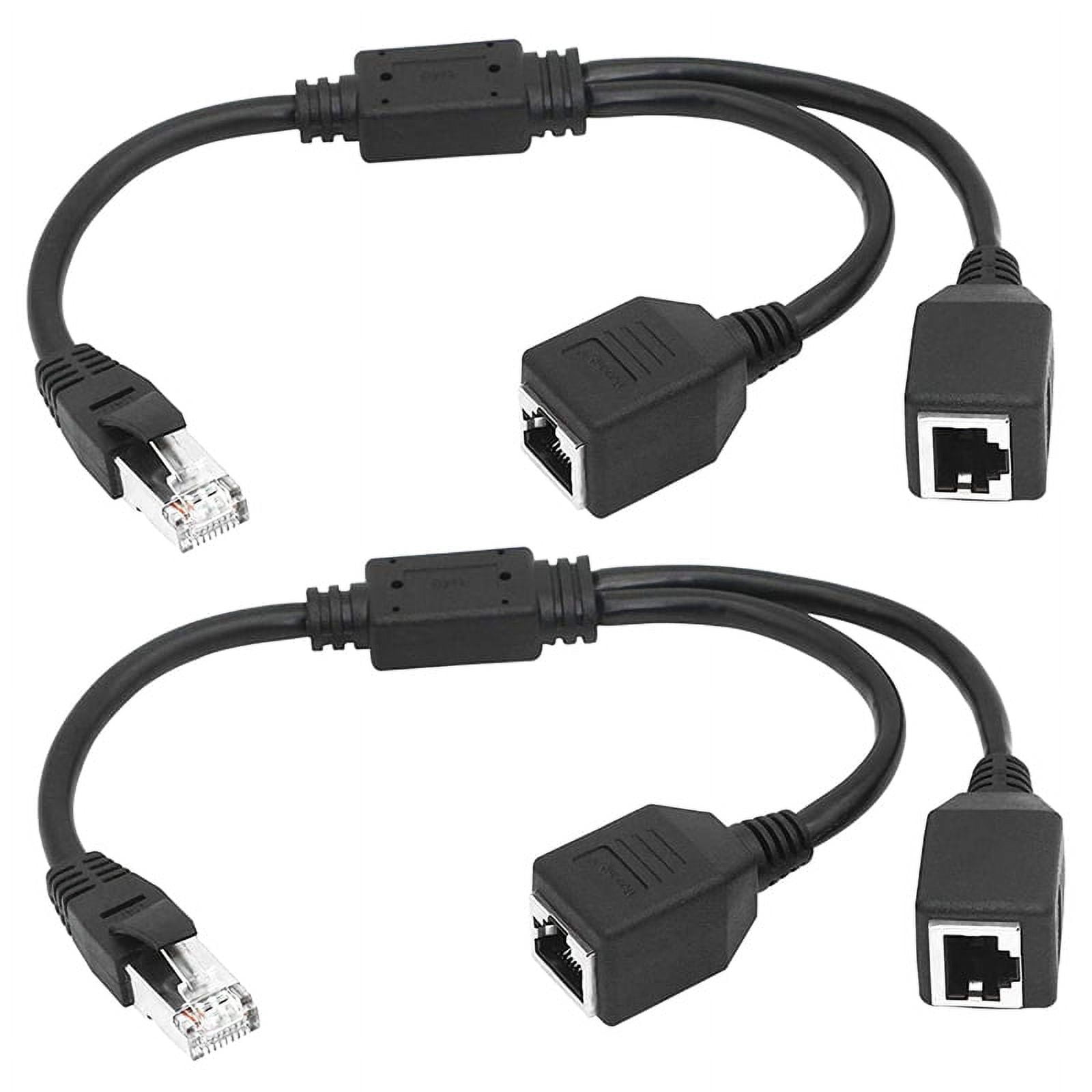 2X RJ45 1 Male to 2 Female Ethernet Splitter Cable for Super Cat5, Cat6 ...