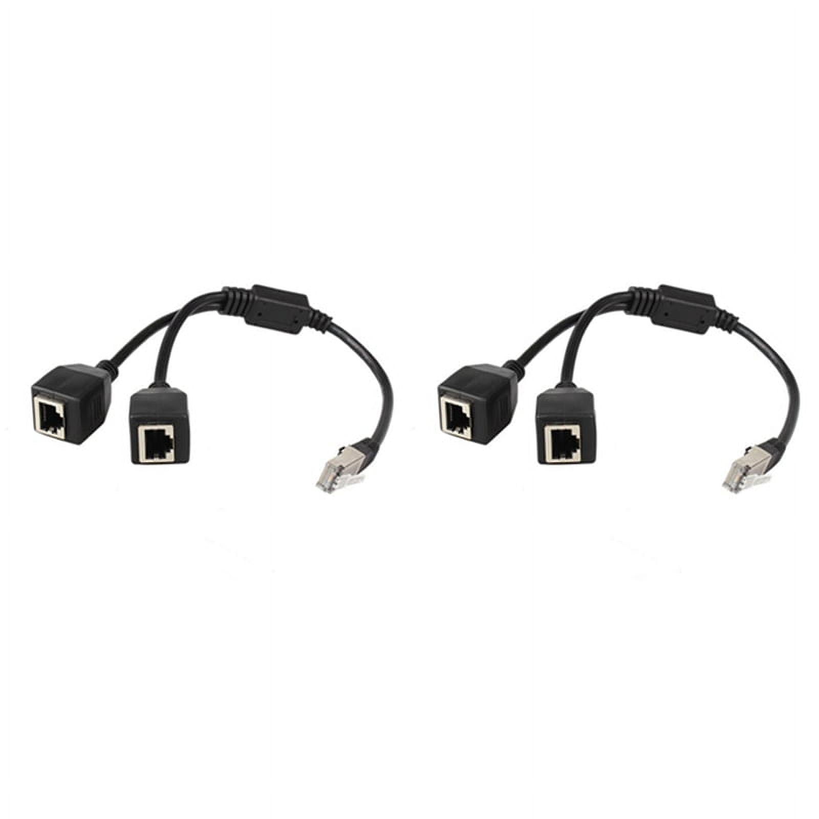 2X RJ45 Ethernet Splitter Cable,1 Male to 2 Female Ethernet Connector ...