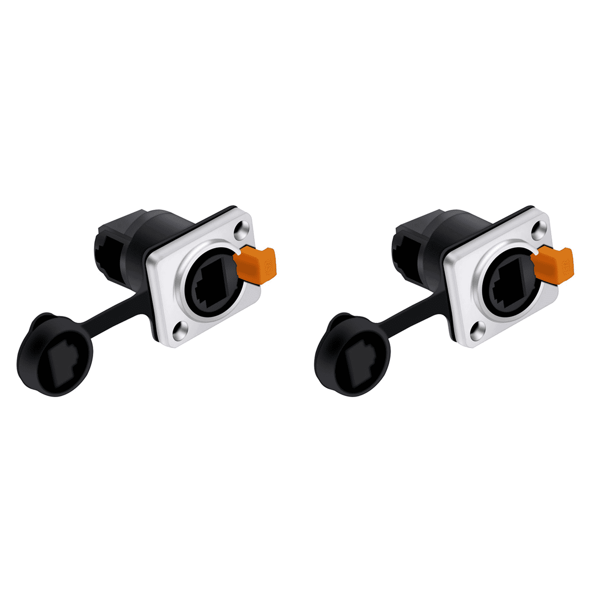 2X RJ45 Waterproof Network Connector 8P8C Female Panel Mount Sockets ...