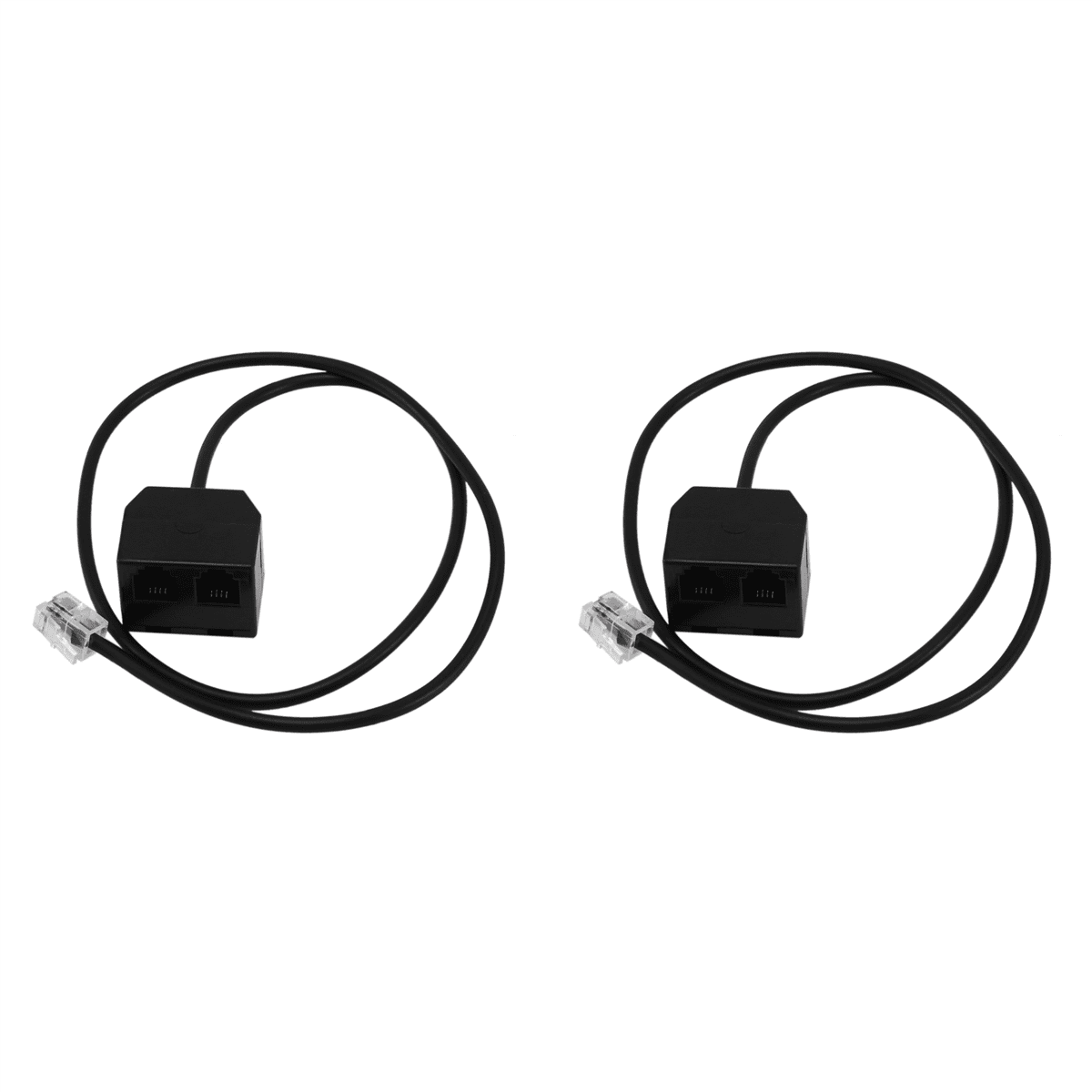 2X RJ9 4P4C Male to Dual Female Ports Connector Telephone Adapter Cable ...