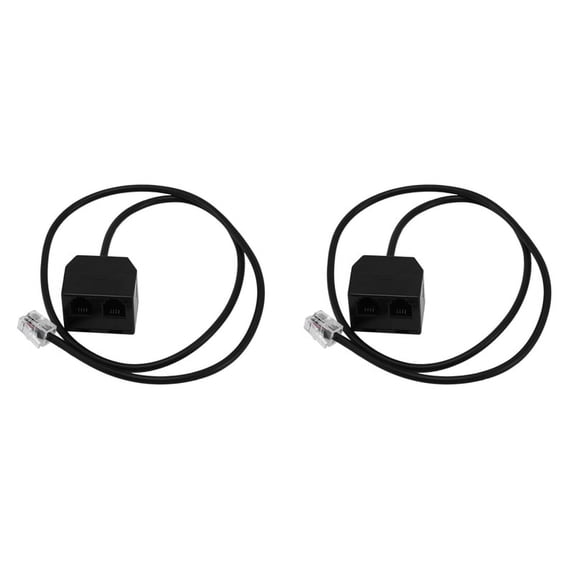 2X RJ9 4P4C Male to Dual Female Ports Connector Telephone Adapter Cable ...