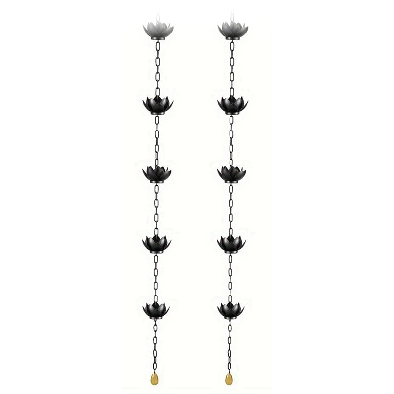 2X Rain Chain, Lotus Rain Catcher Chain for Gutters Outside , Rain ...
