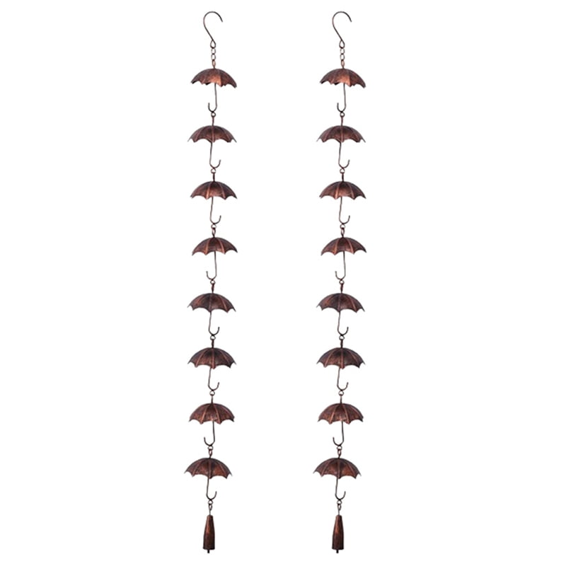 2X Rain Chains Metal Chain Decorative Umbrella Bell Decor for Home ...