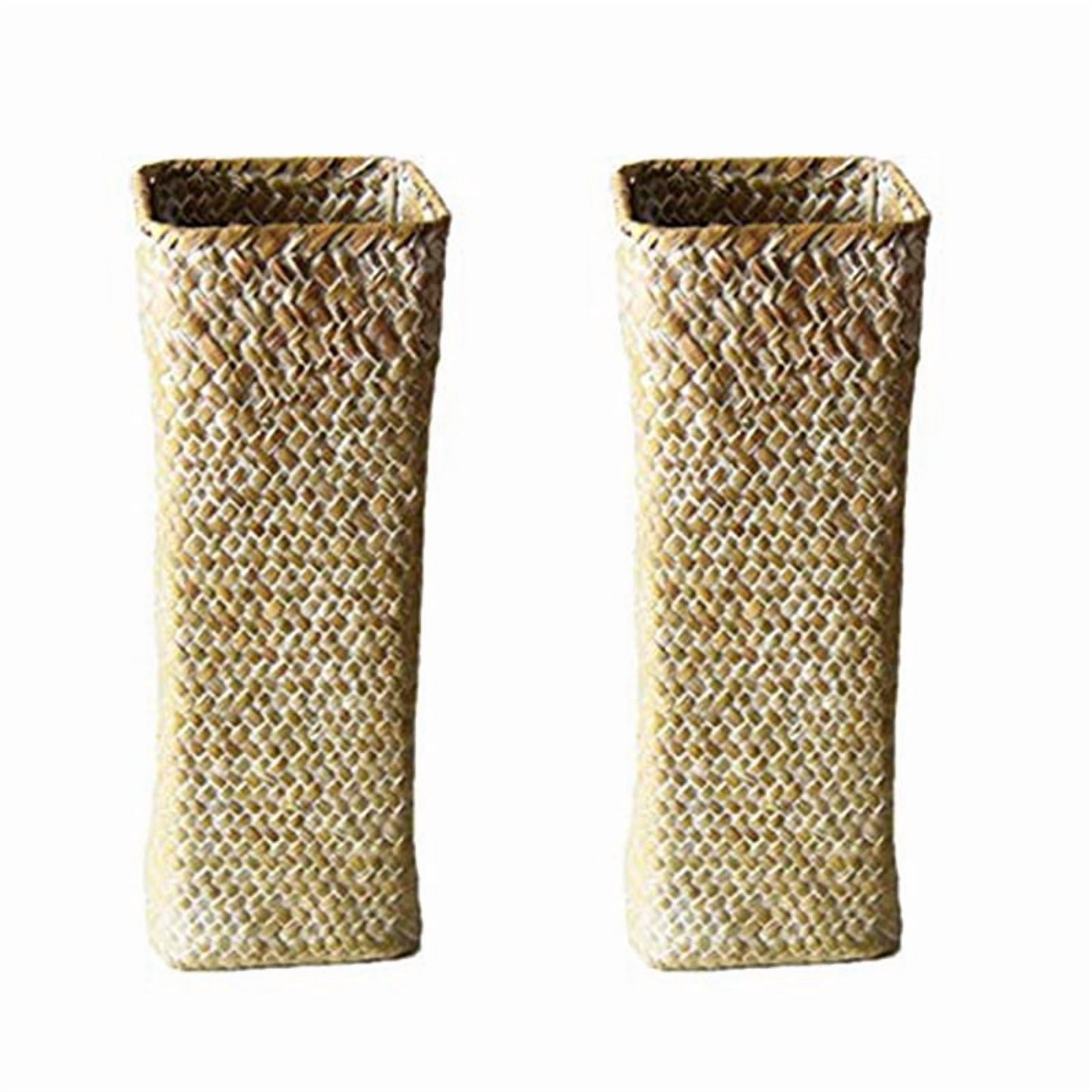 2X Rattan Flower Vase Bamboo Baskets Decoration Vases Flower Fruit ...