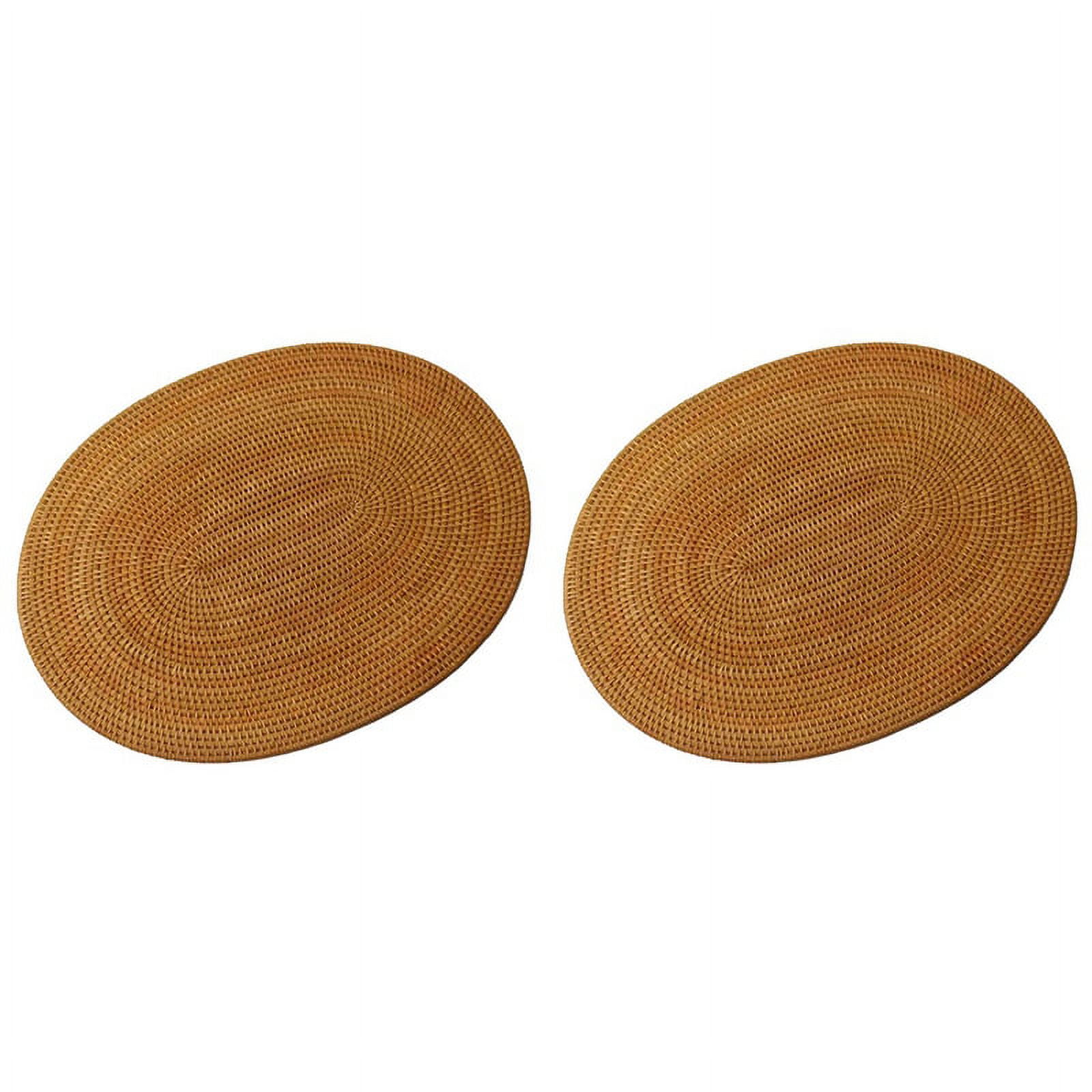 2X Rattan Woven Placemats Oval Table Mats Non Placemat 30X40cm ...
