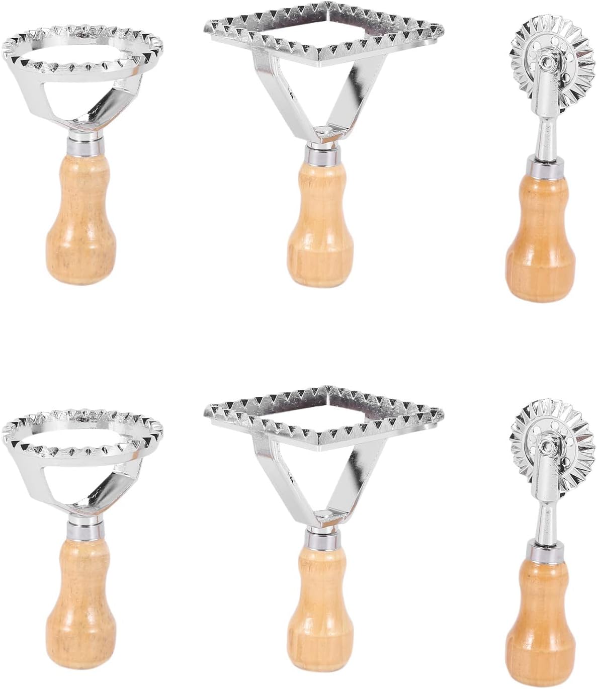 2X Ravioli Stamp Maker Cutter with Roller Wheel Set, Mold with Wooden ...