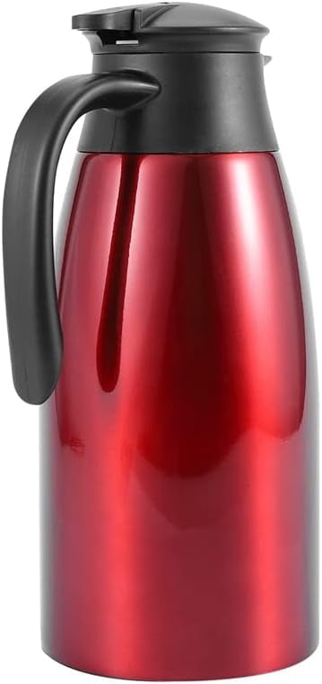 2X Red 304 Stainless Steel 2L Thermal Flask Vacuum Insulated Water Pot Coffee Tea Milk Jug ...
