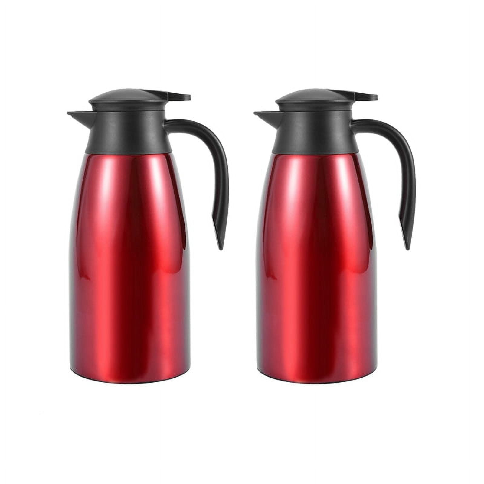 2X Red 304 Stainless Steel 2L Thermal Flask Vacuum Insulated Water Pot ...