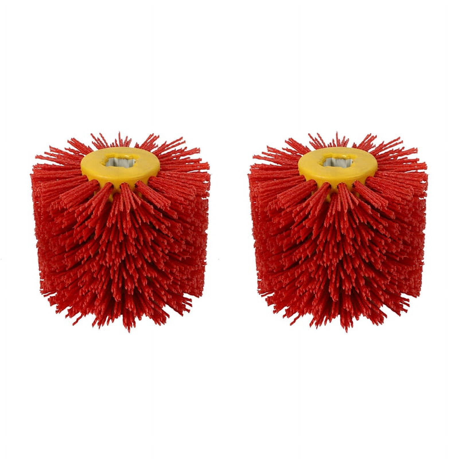 2X Red Abrasive Wire Drum Brushes Deburring Polishing Buffing Wheel for ...
