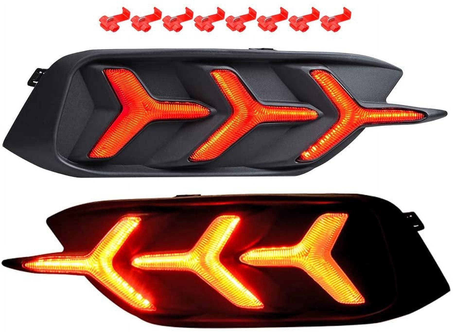 2X Red Lens Y-Style LED Bumper Reflector Lamps Sequential Turn Signal ...