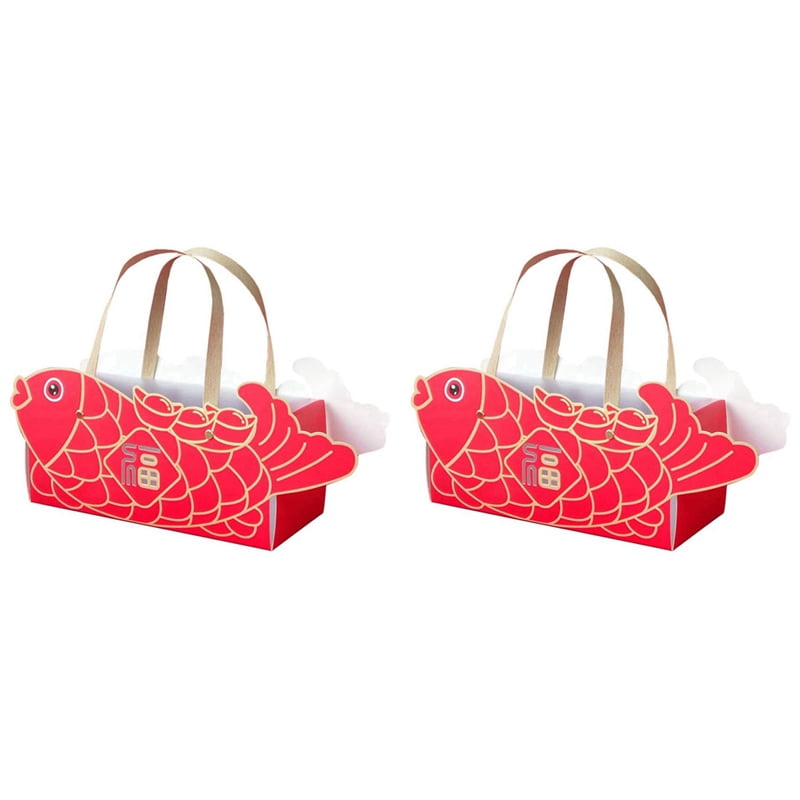 2X Red Paper Cake Packaging Box Cartoon Cow Biscuit Box Bakery Baking ...