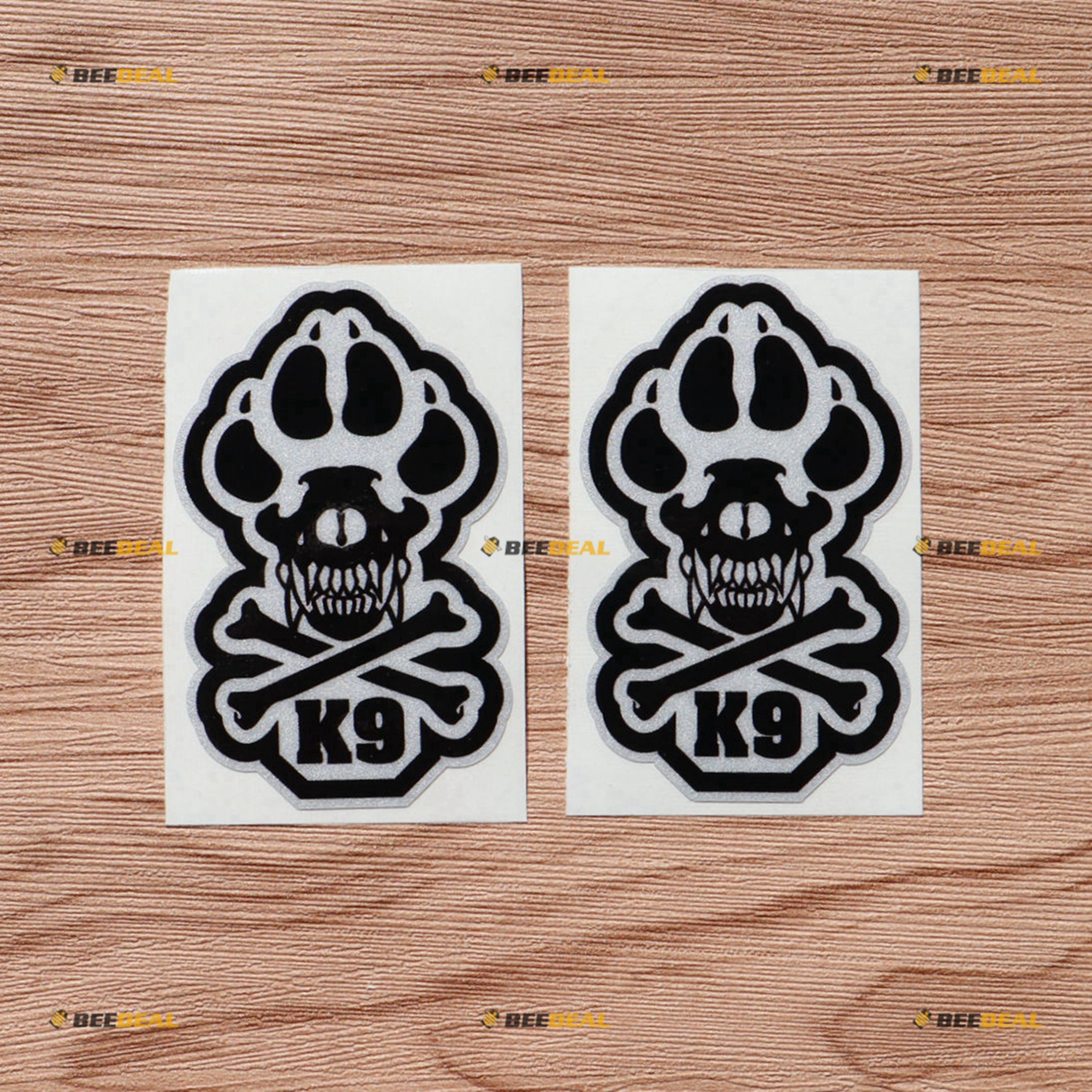 2X Reflective 4" K9 K-9 Police Dog Unit Skull Bone Decal Sticker Car ...