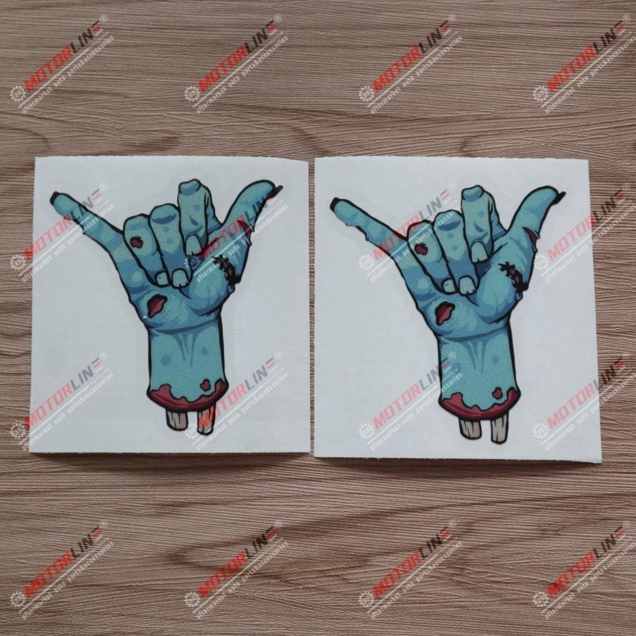2X Reflective 4" Zombie Shaka Hand Hang Loose Decal Sticker Car Laptop ...