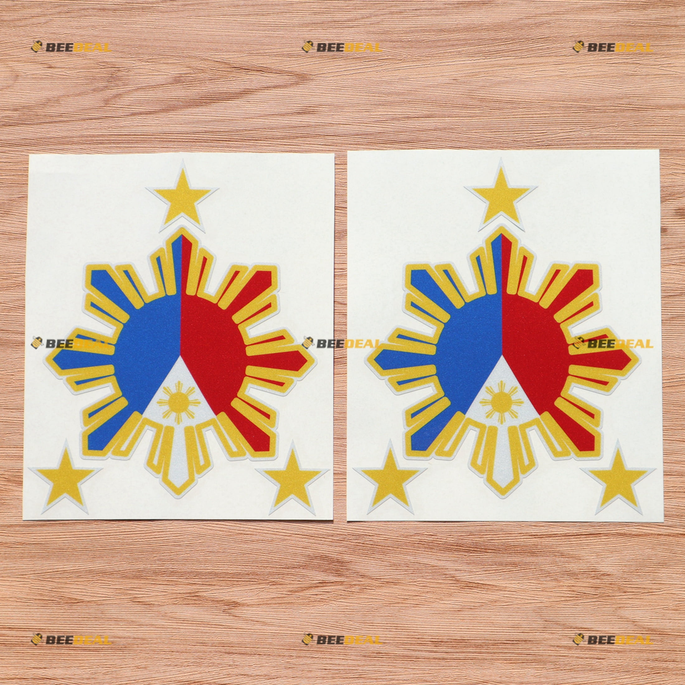 2X Reflective 6" Eight-ray Sun Stars Philippines Flag Filipino Decal ...