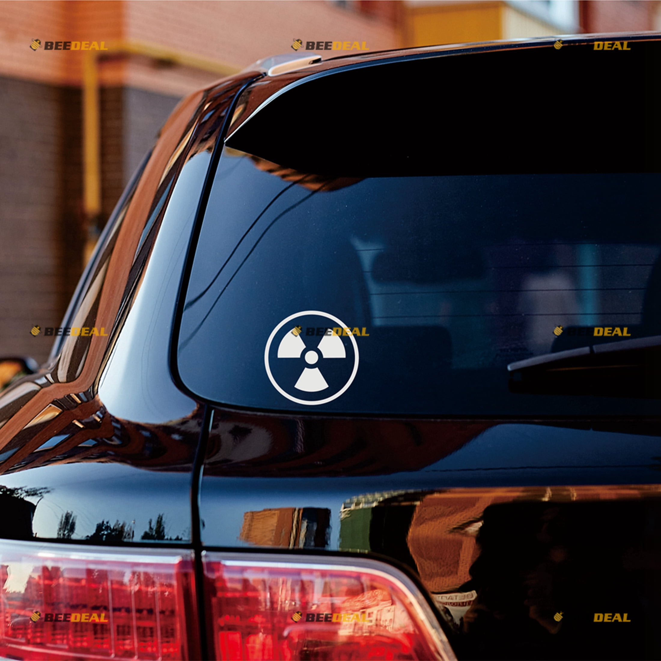 2X Reflective White 4" Radioactive Symbol Radiation Decal Sticker Car ...