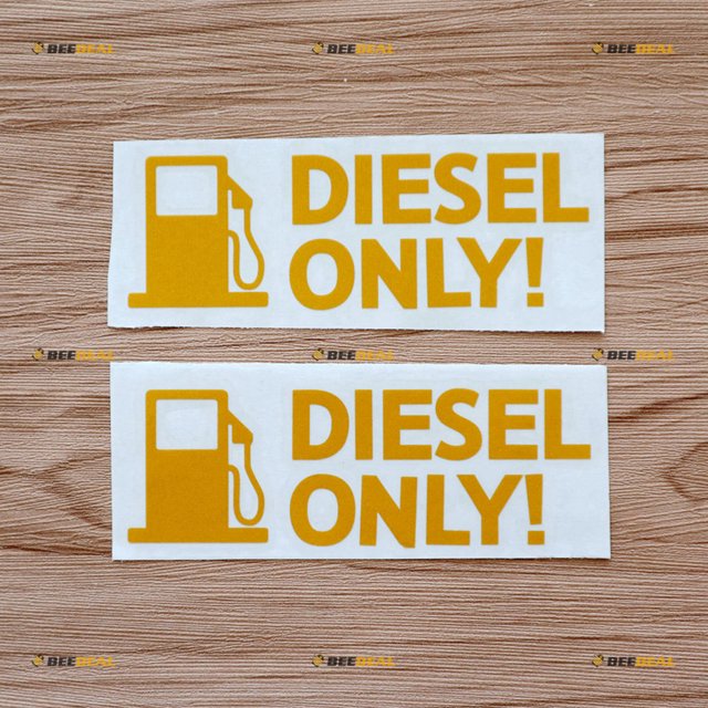 2X Reflective Yellow 5" Diesel Only Decal Sticker Fuel Door Cover Cap ...