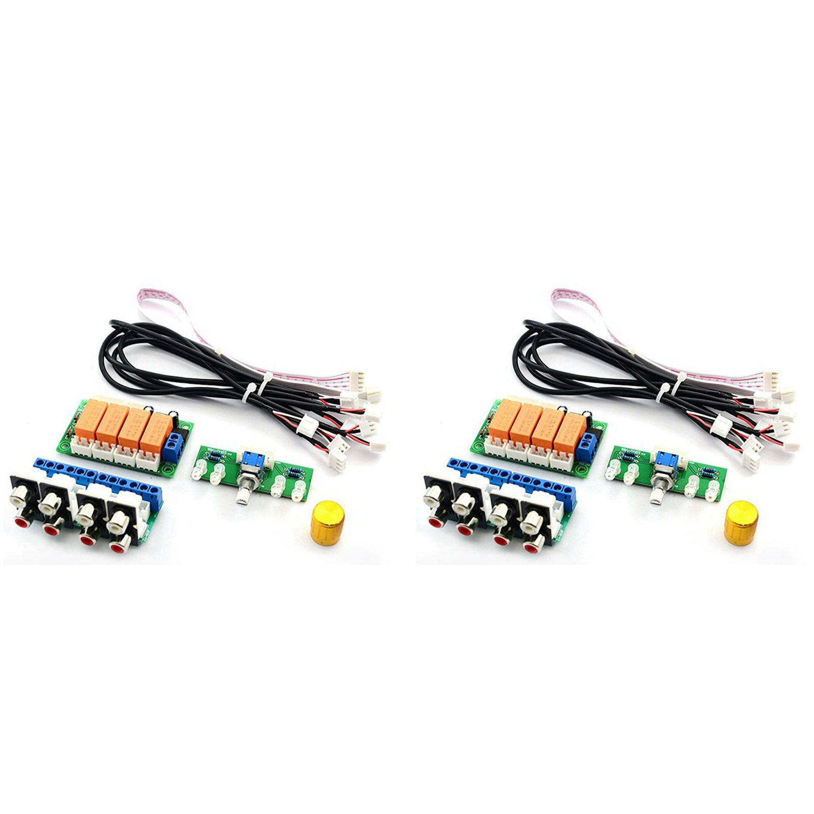 2X Relay 4-Way Audio Input Signal Selector Switching Audio Input Selection Board of Rotary ...