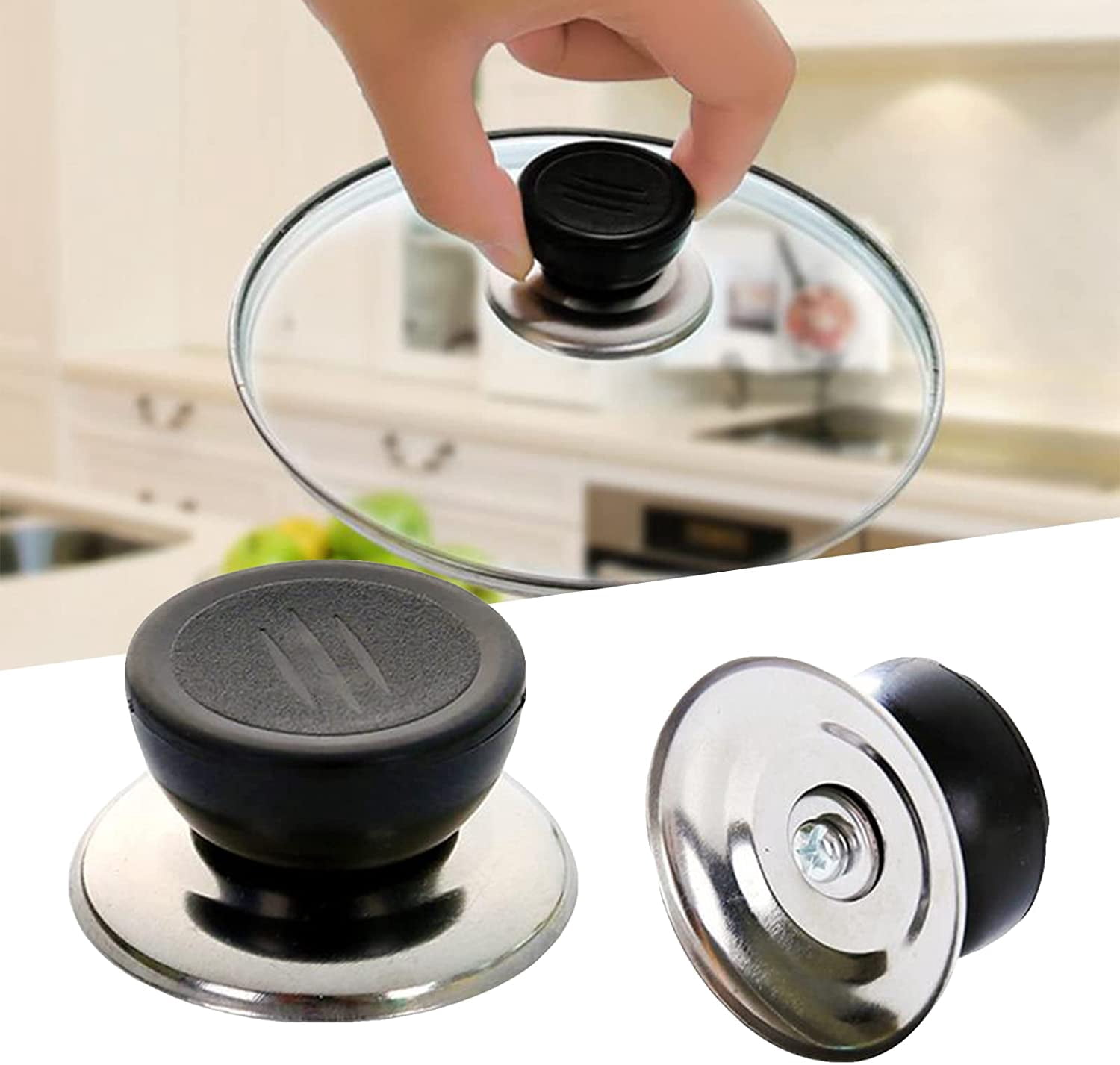 2X Replacement Handle Knob Support For Pot Lid Stainless Steel Saucepan ...