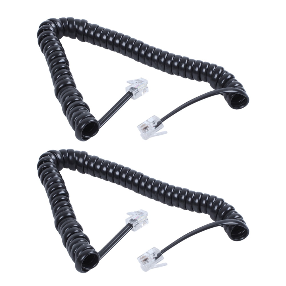 2X Replacement RJ9 4P4C Plug Coiled Stretchy Telephone Handsets Cable ...