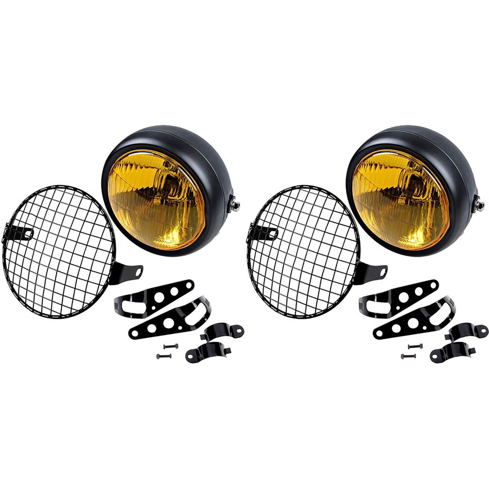 2X Retro Vintage Motorcycle Universal Side Mount 35W 6.5 Inch Headlight ...
