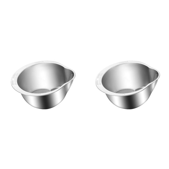 2X Rice Washer Strainer Bowl Stainless Steel Rice Washing Bowl Rice ...