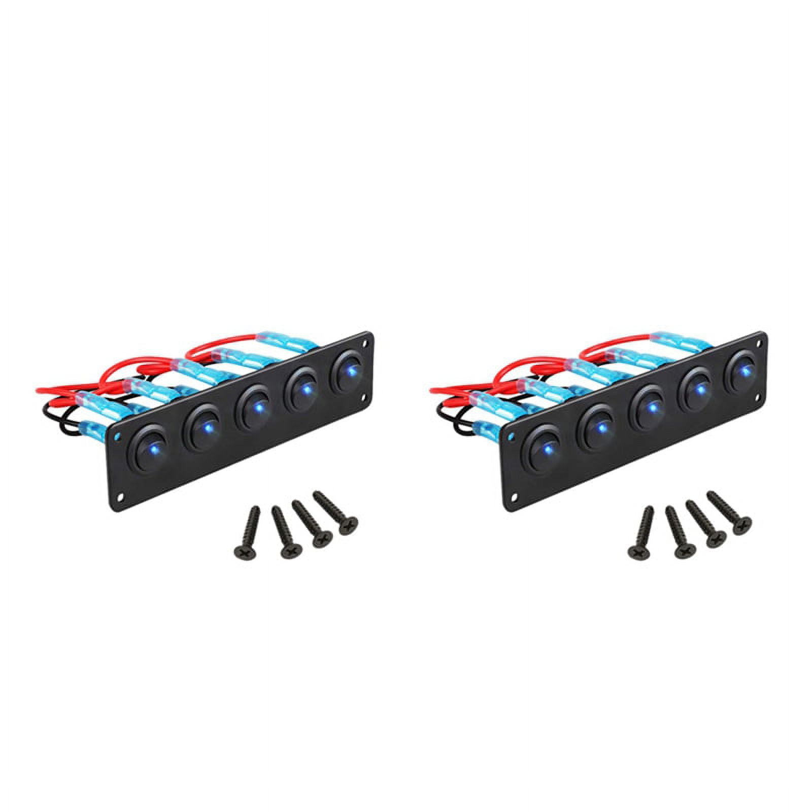 2X Rocker Switch Panel with 5 On- -Wired Toggle Switches for 12V 24V ...