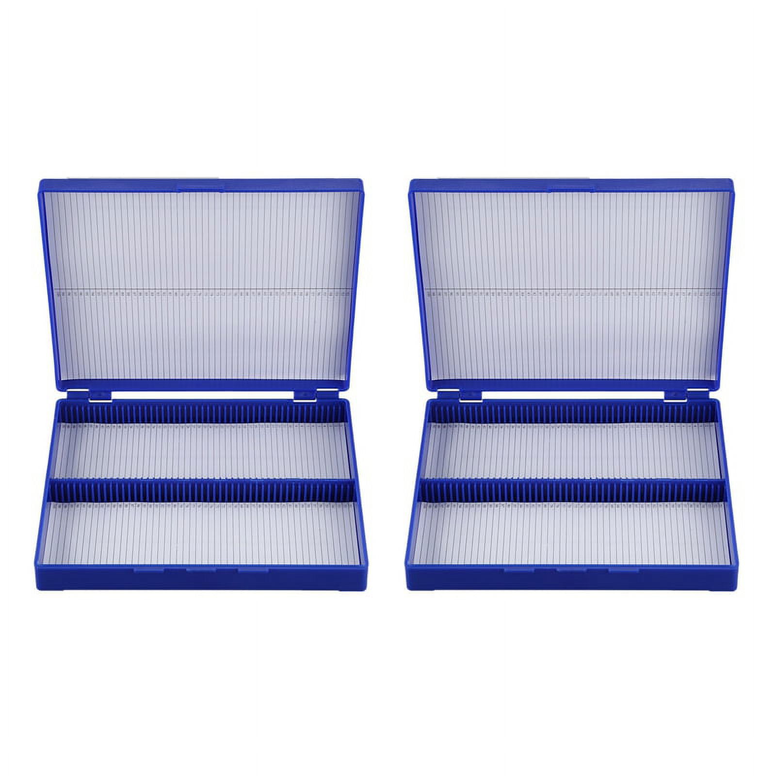 2X Royal Blue Plastic Rectangle Hold 100 Microslide Slide Microscope ...