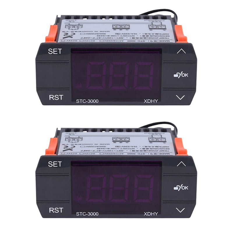 2X -3000 Digital Temperature Controller Thermostat with Sensor 110-220V ...