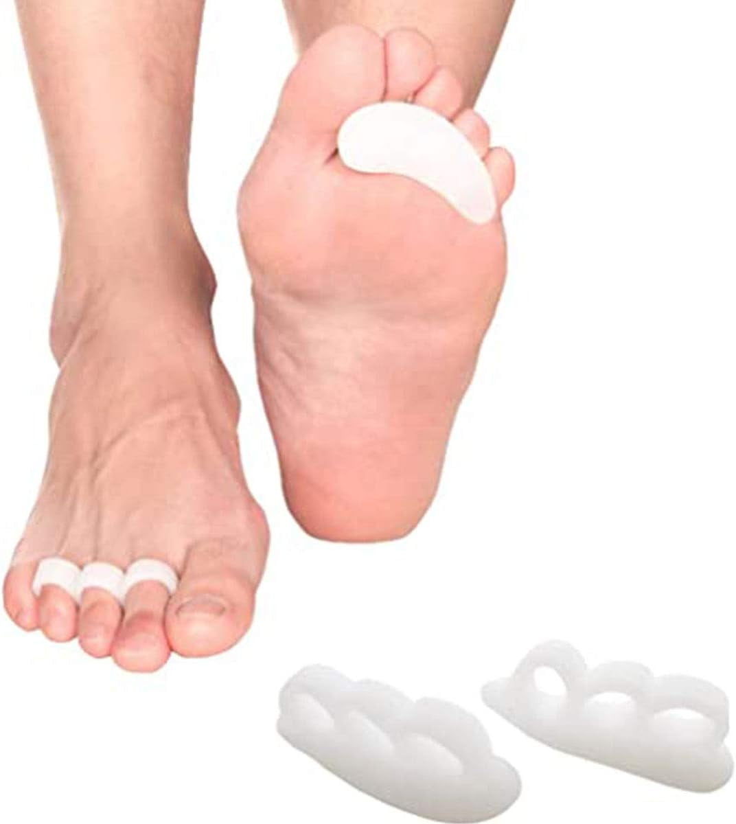 2x Silicone Gel Hammer Toe Straightener Triple Loop Toe Separator Hallux Valgus Corrector