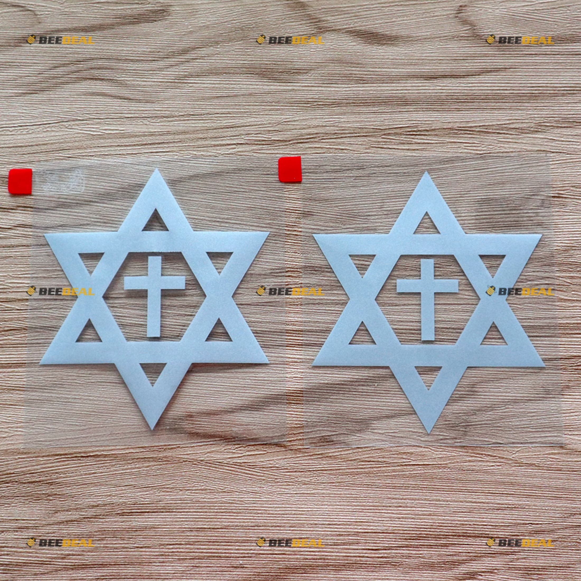 2X Silver 4" Magen David Star Jesus Cross Decal Sticker Car Vinyl Jew ...
