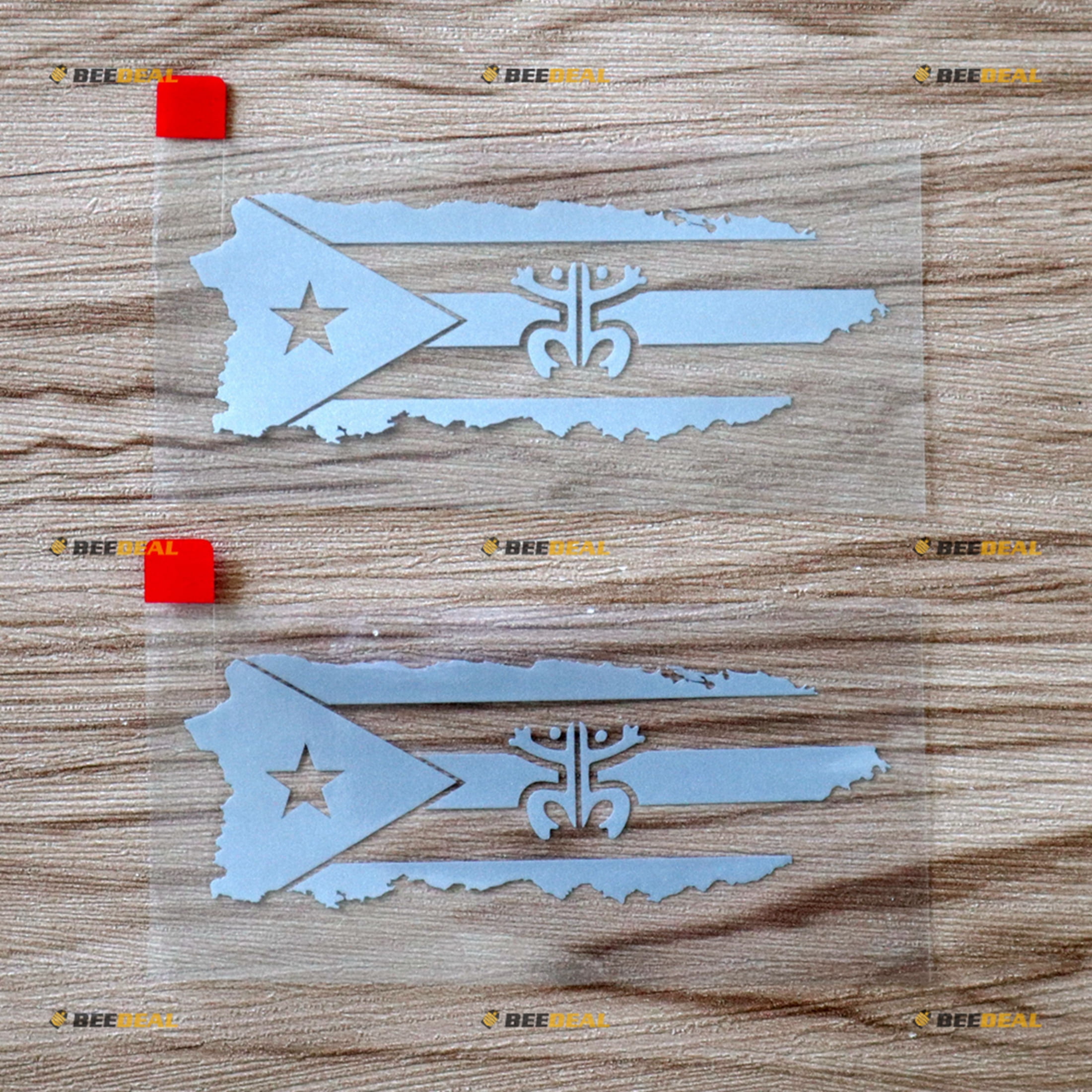 2X Silver 4" Puerto Rico Map Flag Coqui Frog Decal Sticker PR Car Vinyl ...