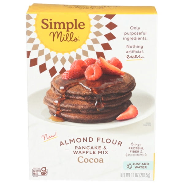 2X - Simple Mills Cocoa Almond Flour Pancake & Waffle Mix 10 oz Package ...