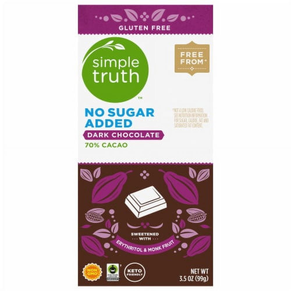 2X-Simple Truth 70% Cacao No Sugar Added Dark Chocolate Bar - 3.5 oz ...