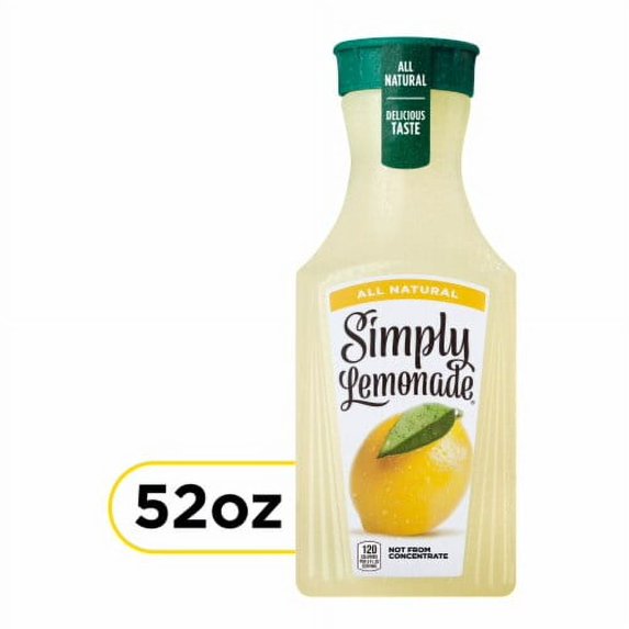 Simply Lemonade, All Natural Non-GMO, 52 fl oz, 120 Calories per ...