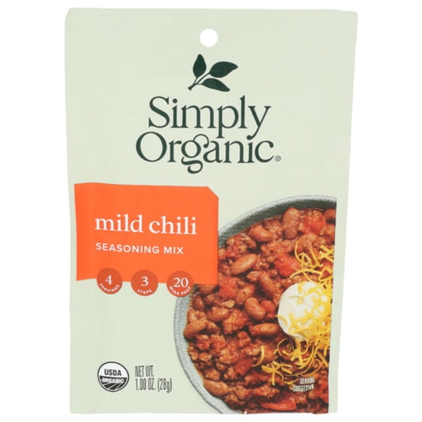 2X - Simply Organic Mild Chili Seasoning Mix 1 oz Package May Vary ...
