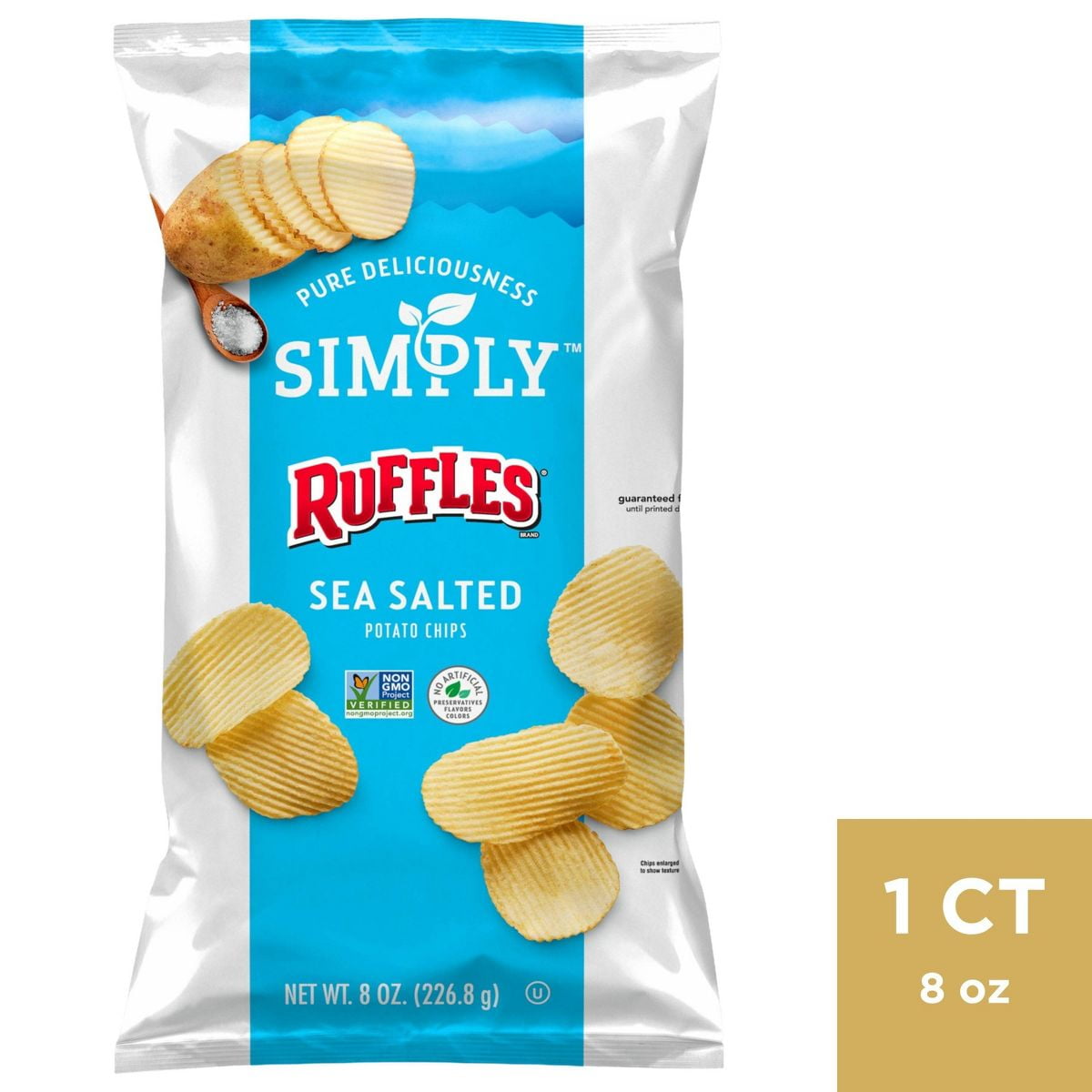 2X - Simply Ruffles Sea Salted Potato Chips - 8oz - Walmart.com