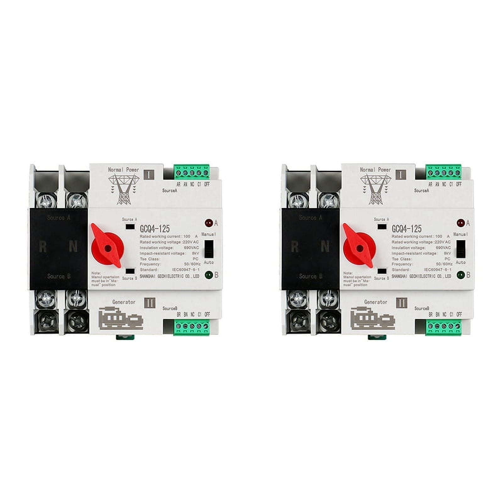 2X Single Phase Din Rail ATS 220V PC Dual Power Automatic Transfer ...