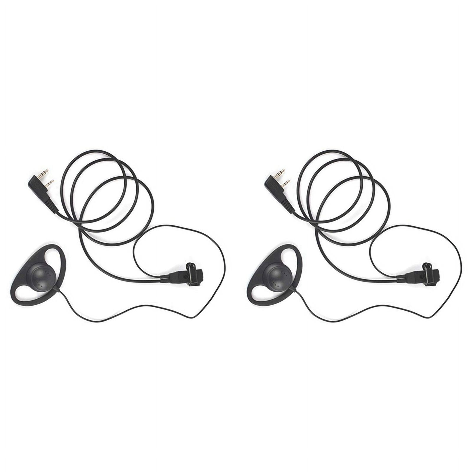 2X Single Wire Earpiece Headset Kit MIC PTT Mic D Shaped 2 Pin Radio ...