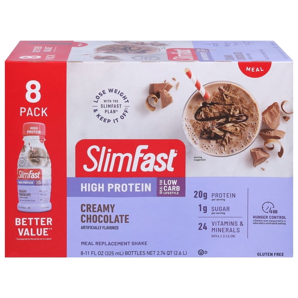 2X - SlimFast High Protein Meal Replacement Shakes - Creamy Chocolate ...